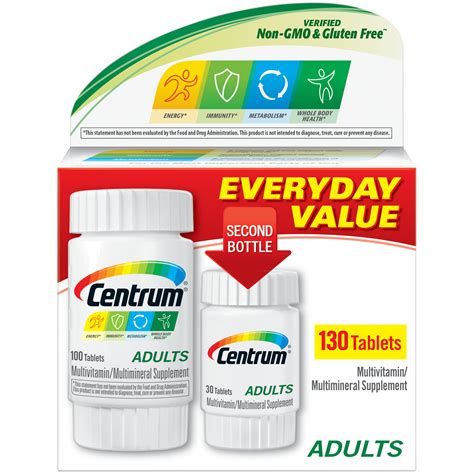 Centrum® Adults Multivitaminmultimineral Supplement Tablets 130 Ct Box