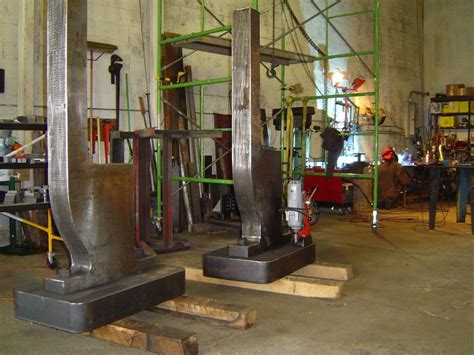 Small Forging Hammer Frames Being Assembled From 6 Thick Steel Plate