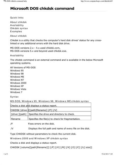 Pdf Ms Dos Chkdsk Command Help Dokumentips