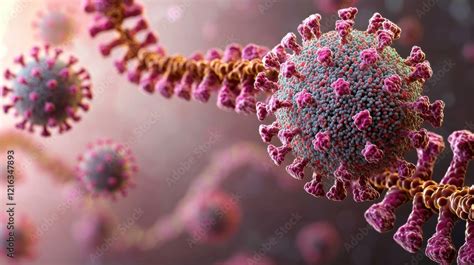 Hmpv Virus Proliferation In Human Blood Samples Closeup Imaging