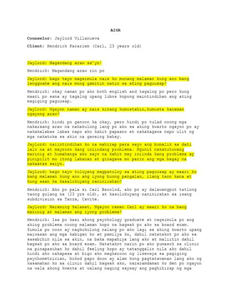 Script For Finals Counseling Pdf
