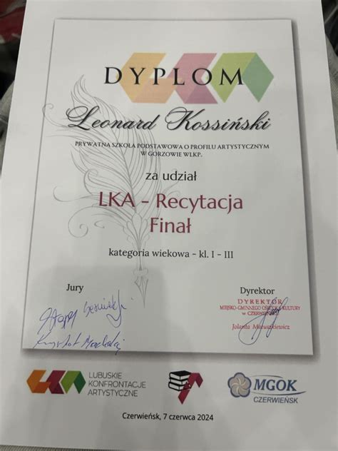 Lubuskie Konfrontacje Artystyczne Recytacja 2024 Prywatna Szkoła