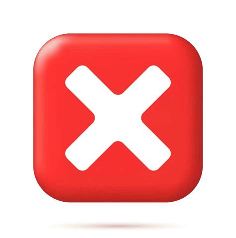 D Wrong Button In Square Shape Red No Or Incorrect Sign Render Red