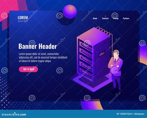 System Administrator Isometric Flowchart Vector Illustration