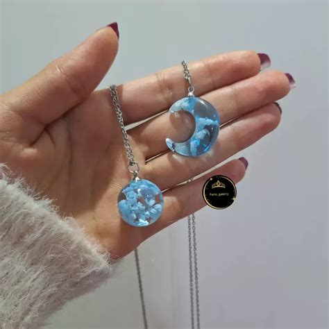 خرید و قیمت گردنبند ست دوستی شب نما ماه و گوی استیل گردنبند اقیانوس ابر در رنگبندی کامل از غرفه