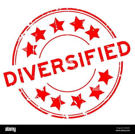 Grunge Red Diversified Word With Star Icon Round Rubber Seal Stamp On White Background Stock