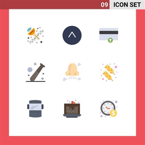 Editable Vector Line Pack Of 9 Simple Flat Colors Of Health Air Payments Healthcare Game