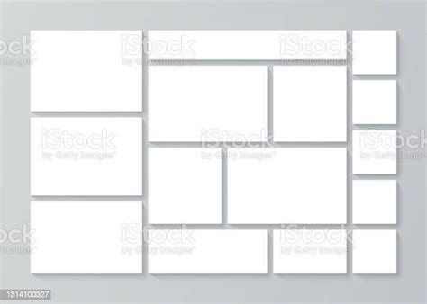 사진 콜라주 그리드 무드 보드 템플릿 벡터 그림입니다 모자이크 사진 앨범 사진 예술 및 공예제품에 대한 스톡 벡터 아트 및 기타
