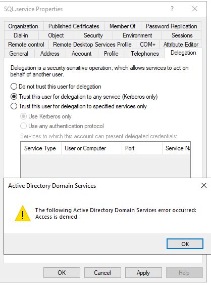 How To Set Sql Server Service Account Kerberos Delegation In Aadds Microsoft Qanda