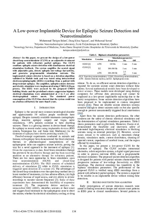 Pdf Low Power Implantable Device For Onset Detection And Subsequent