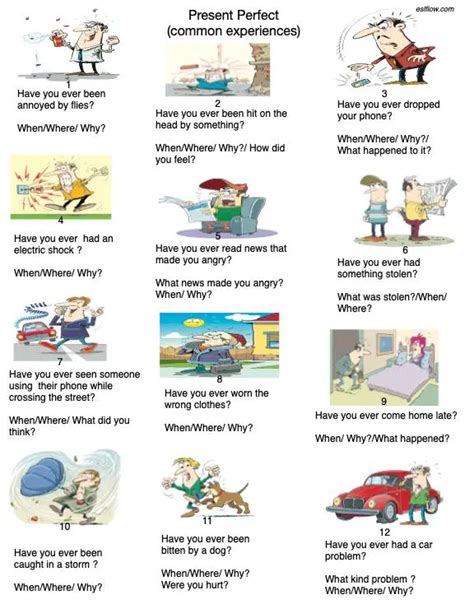 Present Perfect Esl Speaking Cards