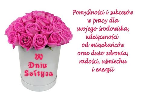 Bukiet różowych róż z życzeniami na dzień sołtysa Życzenia na