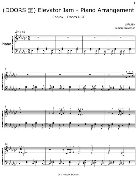 Doors 👁️ Elevator Jam Piano Arrangement Sheet Music For Piano