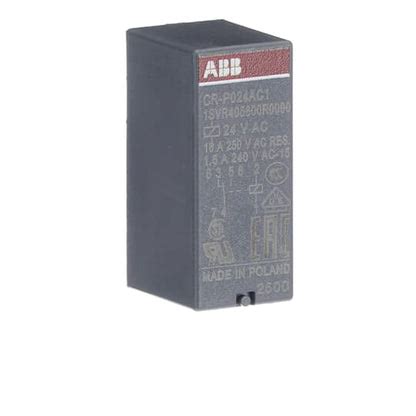 ABB CR-P024AC1 Pluggable interface relay 1c/o, A1-A2=24VAC, 250V/16A 1 ...
