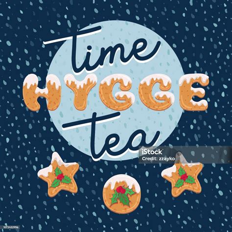 크리스마스 Hygge 카드 텍스트 형태의 수 제 쿠키 만화 스타일 디자인 브로셔 포스터 빈티지 축제 배경 파티 엽서 낙서 편지