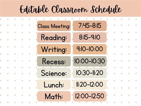 Editable Boho Classroom Schedule Template Classroom Schedule Cards