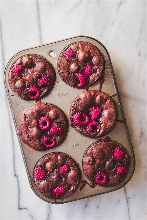 Chocolate Brownie Muffins With Raspberries Yummy Food Dessert