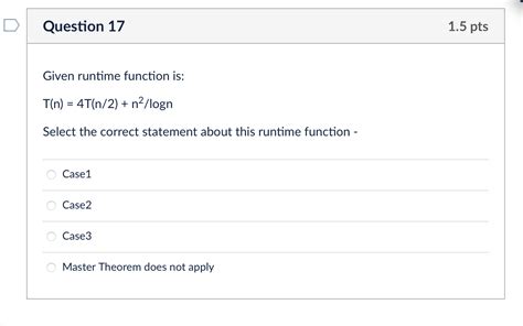 Solved FQuestion 17Given Runtime Function Chegg Com