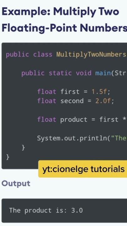 Java Program to Multiply two Floating Point Numbers #shorts #java # ...