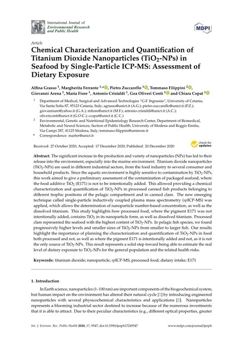 Pdf Chemical Characterization And Quantification Of Titanium Dioxide