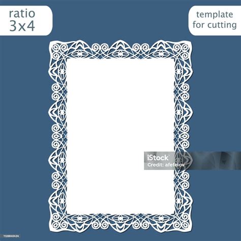 오픈 워크 테두리레이저 컷 웨딩 초대 장 카드 템플릿 레이스 패턴으로 종이 카드를 잘라냅니다 플로터를 절단하는 인사말 카드 템플릿입니다 벡터 결혼식에 대한 스톡 벡터 아트