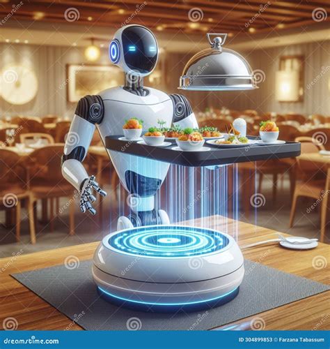An Ai Powered Robotic Waiter Serving Dishes On Levitating Trays Modern Lifestyle Stock