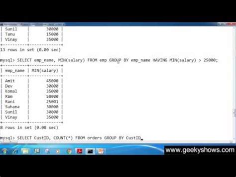 Learn 93 HAVING Clause In SQL Hindi Mind Luster