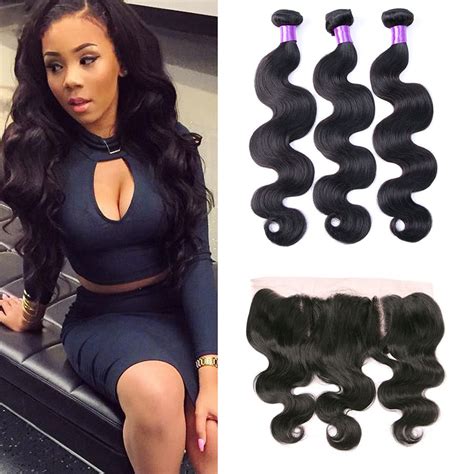 Brazilian Full Lace Frontal And 3 Bundle Pre Plucked Frontal With