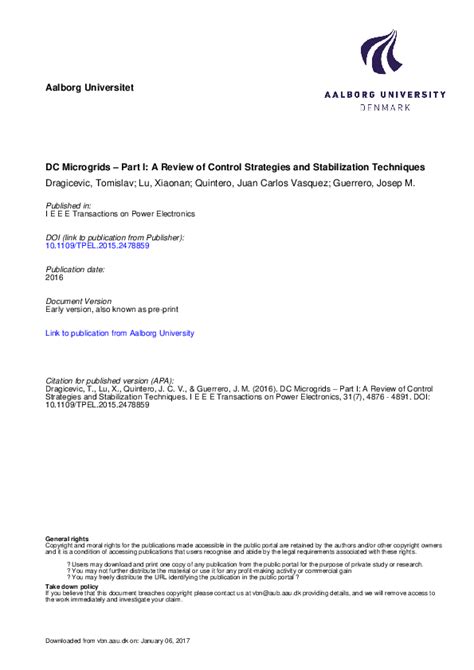 Pdf Dc Microgrids Part I A Review Of Control Strategies And