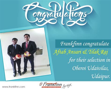 Frankfinn Congratulate Aftab Ansari And Tilak Raj For Their Selection In