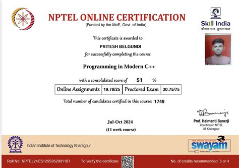 i recently completed the c programming course from nptel gaining… pritesh belgundi