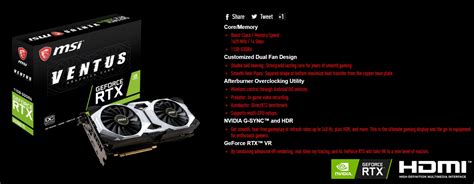 MSI GEFORCE RTX TI VENTUS G OC GDDR Bit DisplayPort HDMI USB Type C NVIDIA