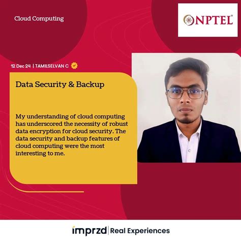 tamilselvan c on linkedin cloudcomputing nptel learning techskill