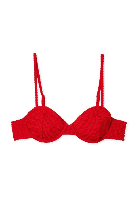Smocked Underwired Bikini Bra Red Na Kd