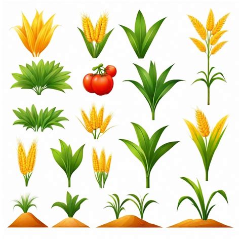 Crops Vector Set White Background Isolated A High Qual Premium Ai