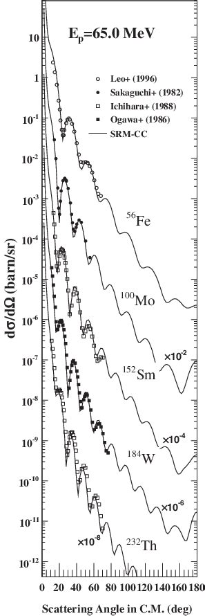 Calculated Elastic Scattering Differential Cross Sections Of 65 Mev