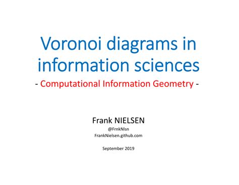 Pdf Voronoi Diagrams In Information Sciences Computational
