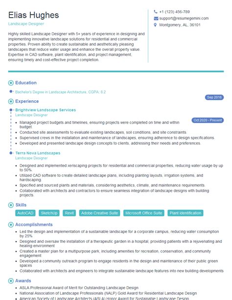 Landscape Designer Resume Template Resumegemini Online Resume Builder