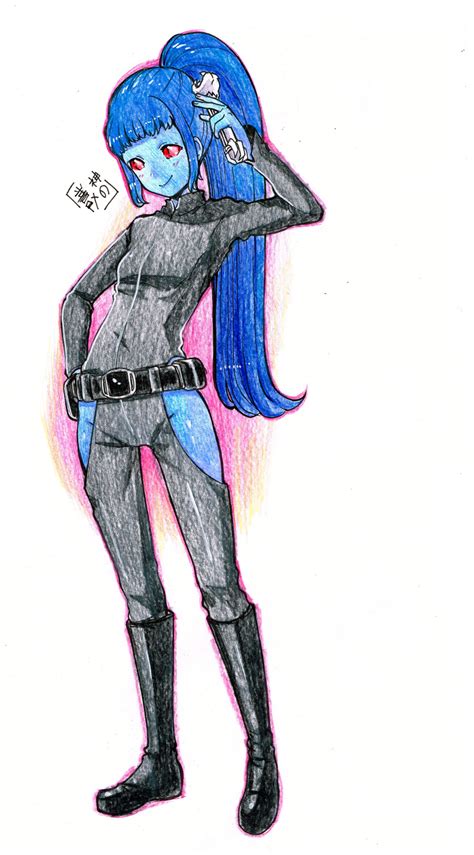 Safebooru 1girl Alien Blue Hair Blue Skin Chiss Energy Sword Eudetenis Flat Chest Lightsaber
