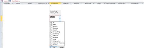 Ms Access Vba Multifield Dropdown Box Search Query Stack Overflow