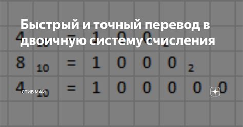Быстрый и точный перевод в двоичную систему счисления Стив Май Дзен