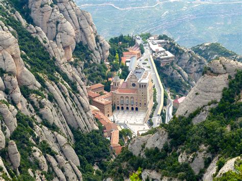 Monastère De Montserrat Vu Du Haut Eglise Monastère De Montserrat Province De Barcelone