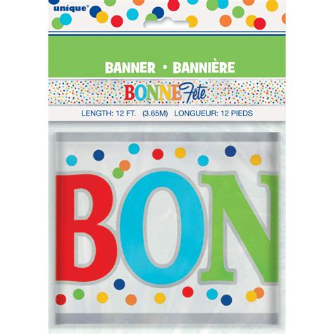 Bonne Fête French Foil Hanging Garland Banner Decoration Silver 12