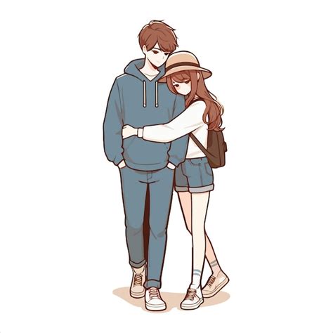 Premium Vector Valentines Day Girl Hugs A Guy Couple In Love Vector