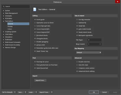 Text Editors Preferences Altium Designer 25 Technical Documentation