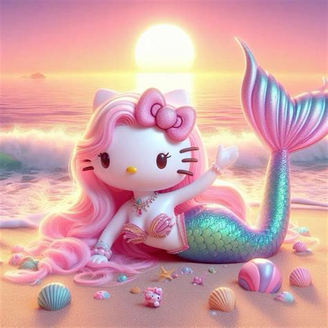 Mermaid Hello Kitty In 2025 Hello Kitty Art Hello Kitty Mermaid Artwork