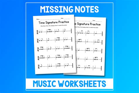 Missing Notes 34 Time Signature Graphic By Atlasart · Creative Fabrica