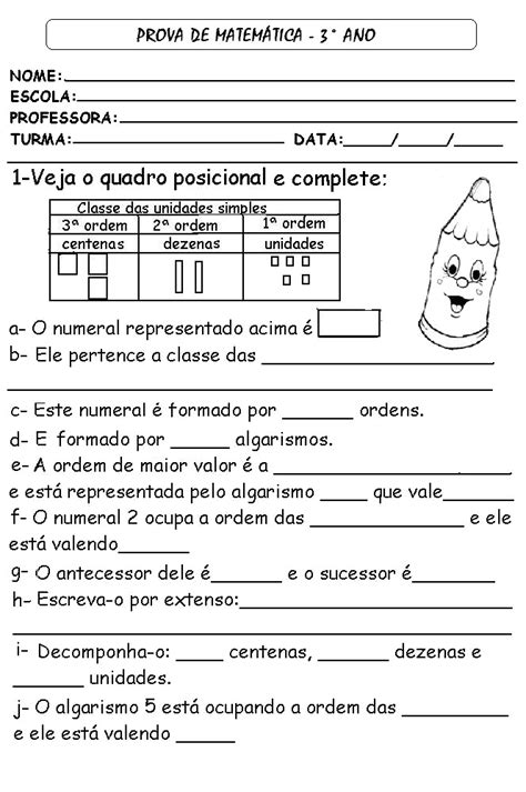 Blog Professor Zezinho 68 Avaliações Para 3º Ano Prontas Para Imprimir