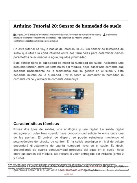 Arduino Tutorial 20 Sensor De Humedad De Suelo E Elektronic Pdf