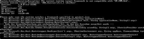 How To Set Dxn Runtime To Net 461 With Rc1 Final Stack